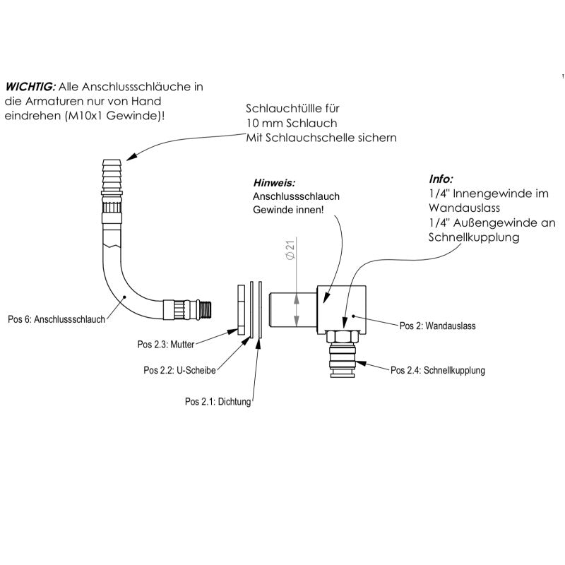 Camper-Dusche Wandauslass 90° inkl. Schnellkupplung von Queensize Camp ...